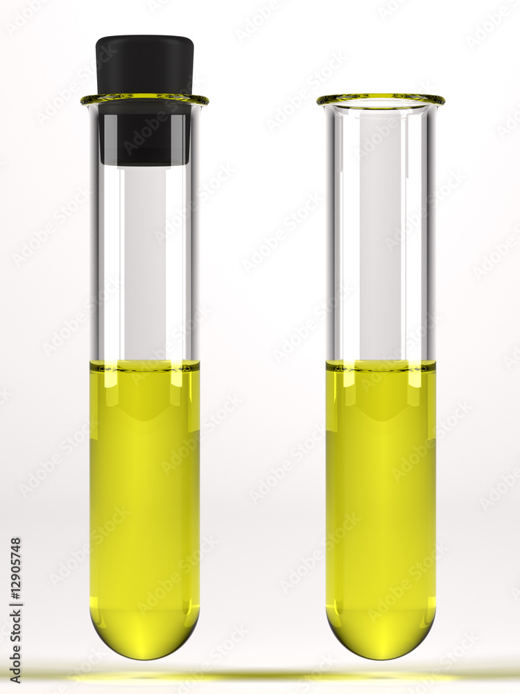 Test tubes with yellow liquid on white background Stock Illustration ...