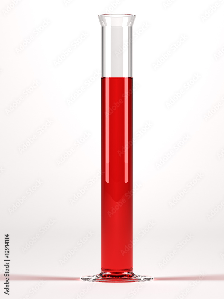 High tube retort with red liquid on white background Stock Illustration ...