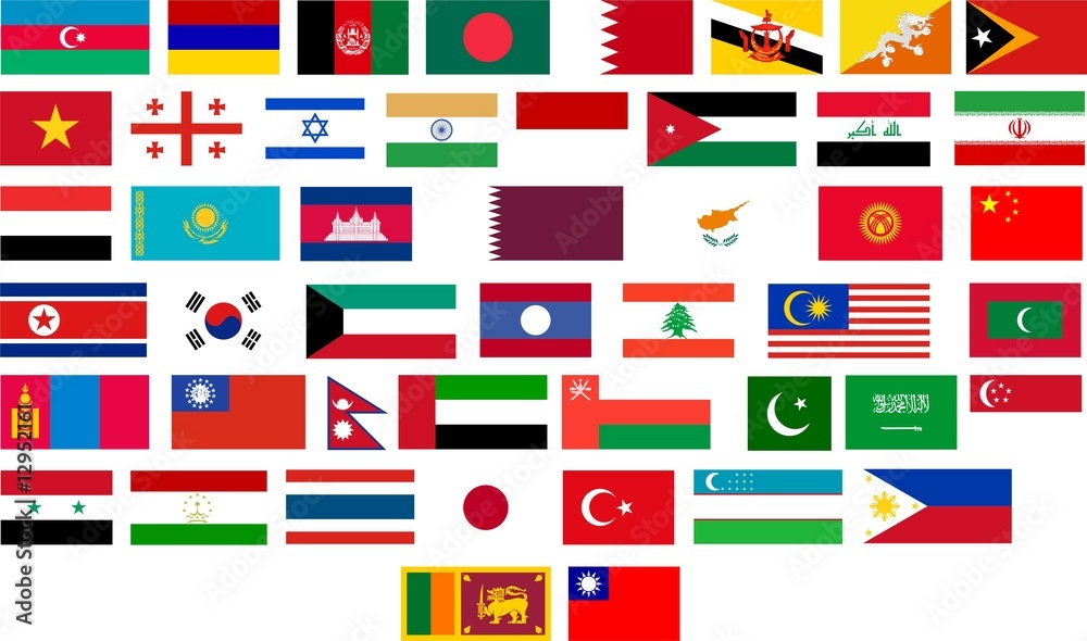 Flags of all Asian countries. Stock Vector | Adobe Stock