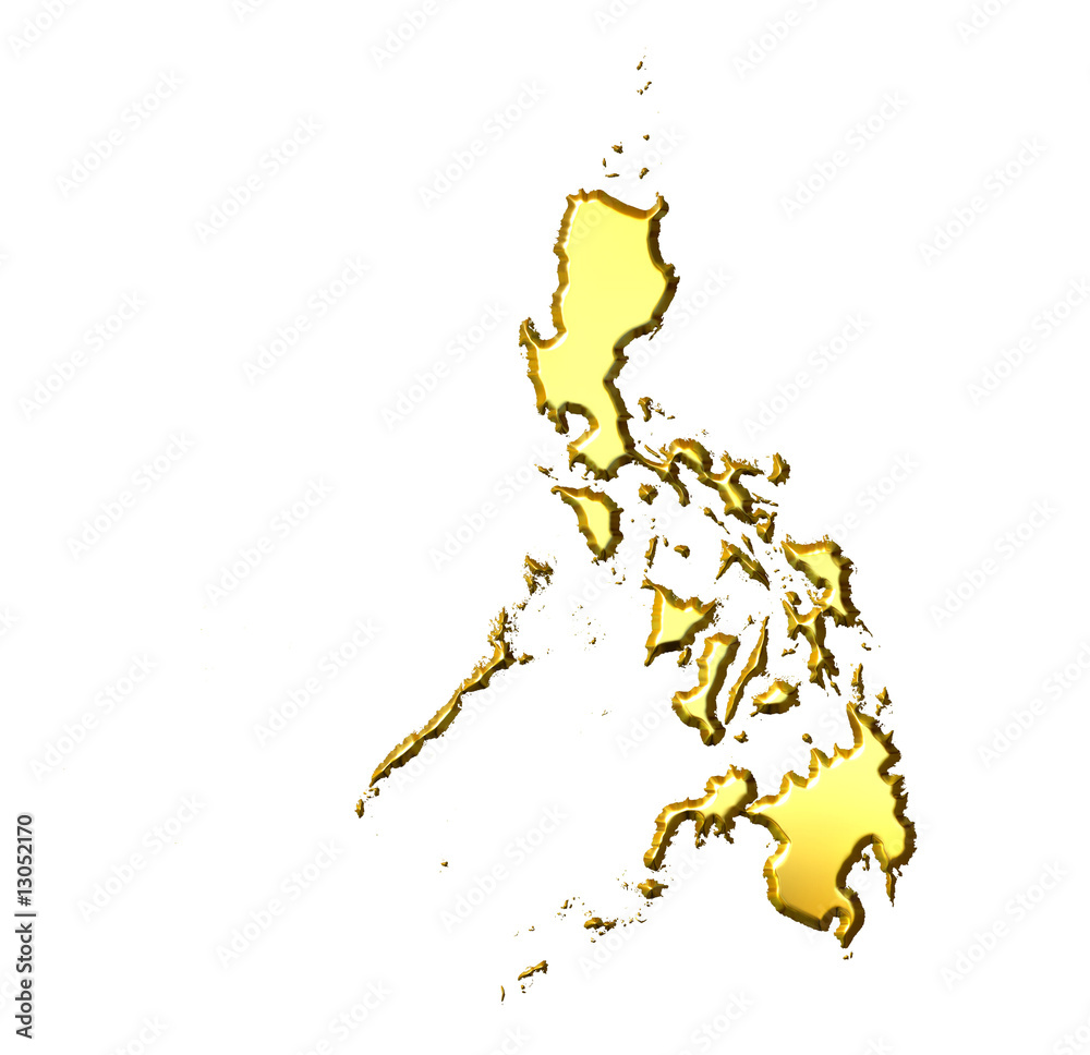 Philippines 3d Golden Map Stock Illustration | Adobe Stock