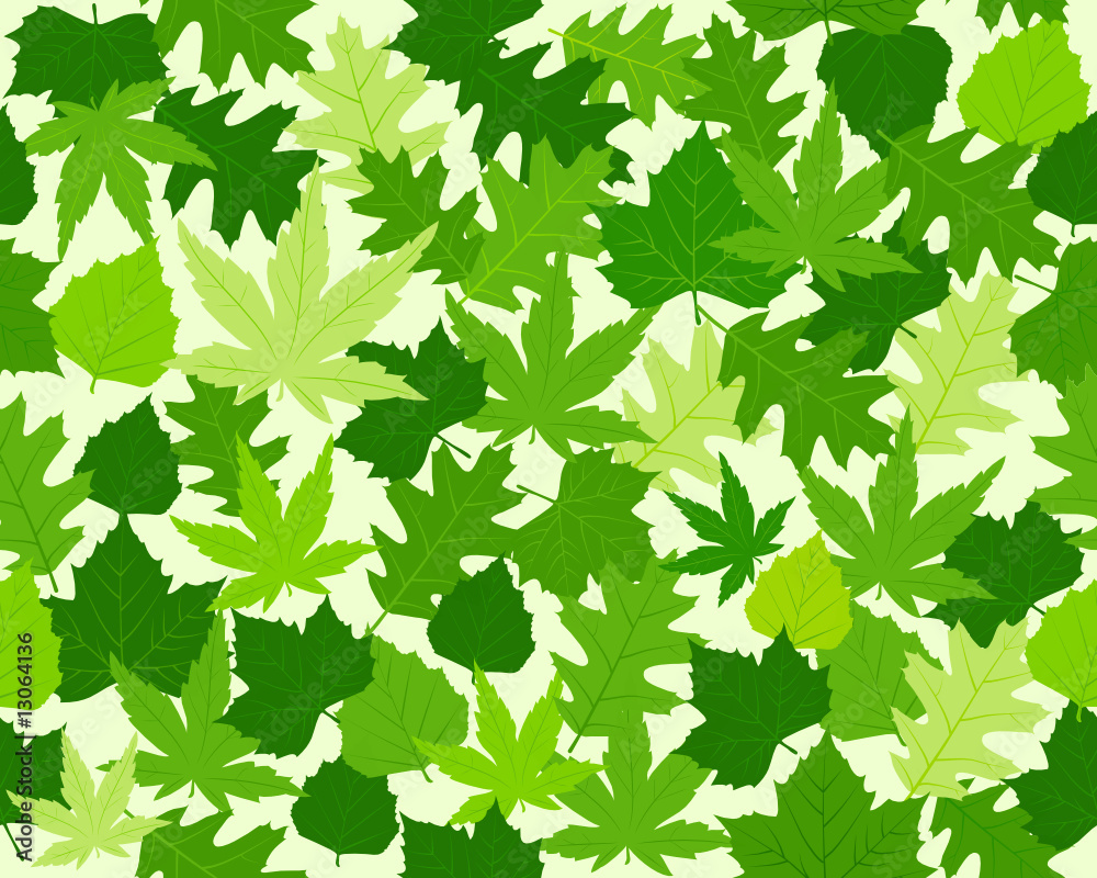 Green spring leaves texture seamless pattern Stock Vector | Adobe Stock