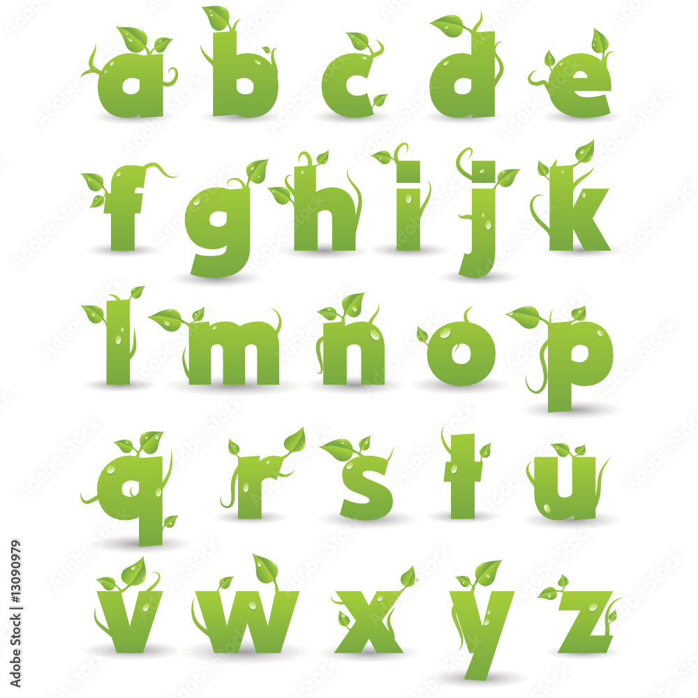 vector green floral alphabet Stock Vector | Adobe Stock
