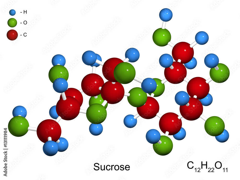 The isolated 3D model of sucrose (sugar) Stock Illustration | Adobe Stock