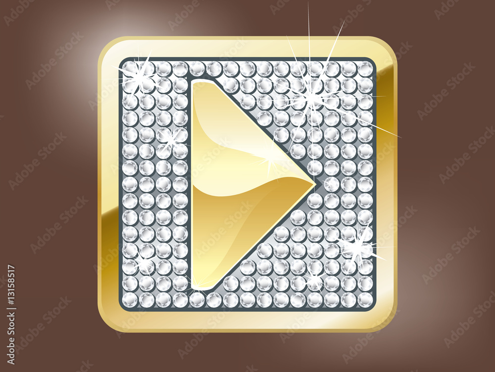 Gold play button Stock Vector | Adobe Stock