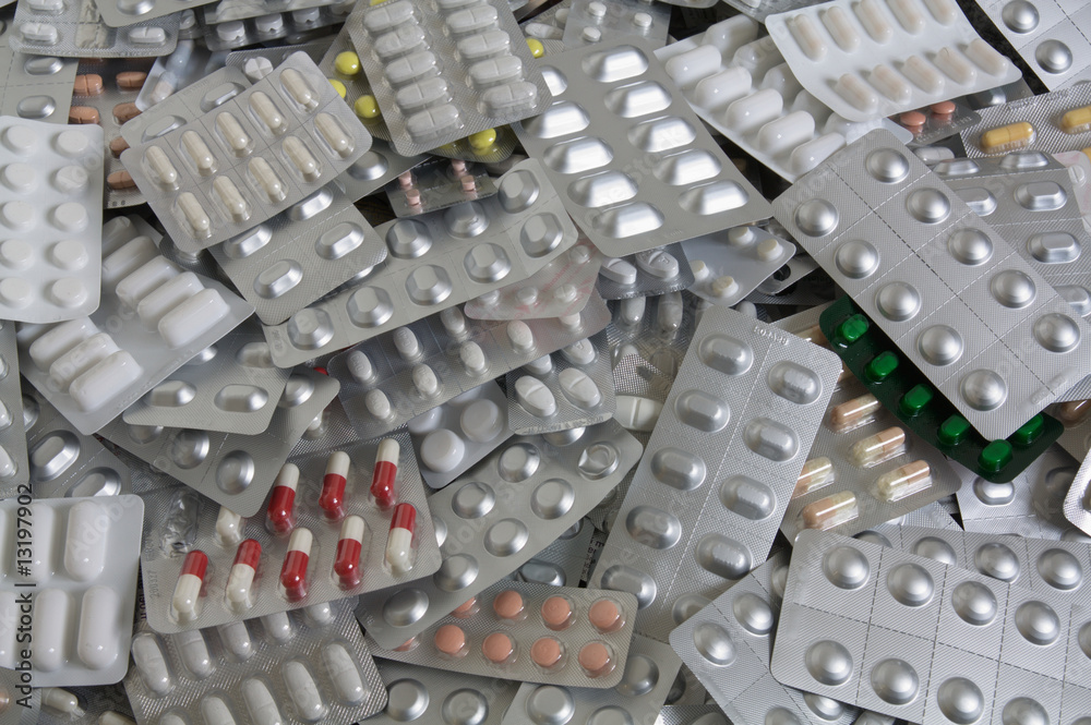 Tabletten Blister Haufen Stock-Foto | Adobe Stock