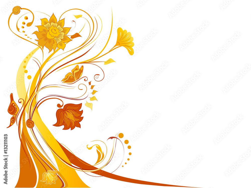 White background with abstract flowers. Stock Illustration | Adobe Stock