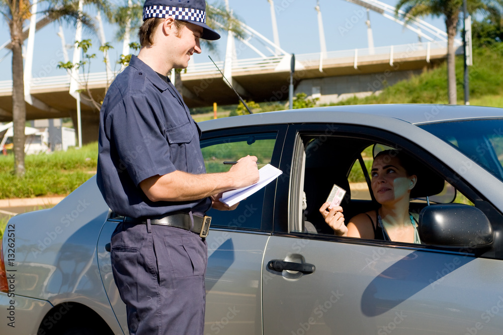 traffic police checking driver's license Stock Photo | Adobe Stock