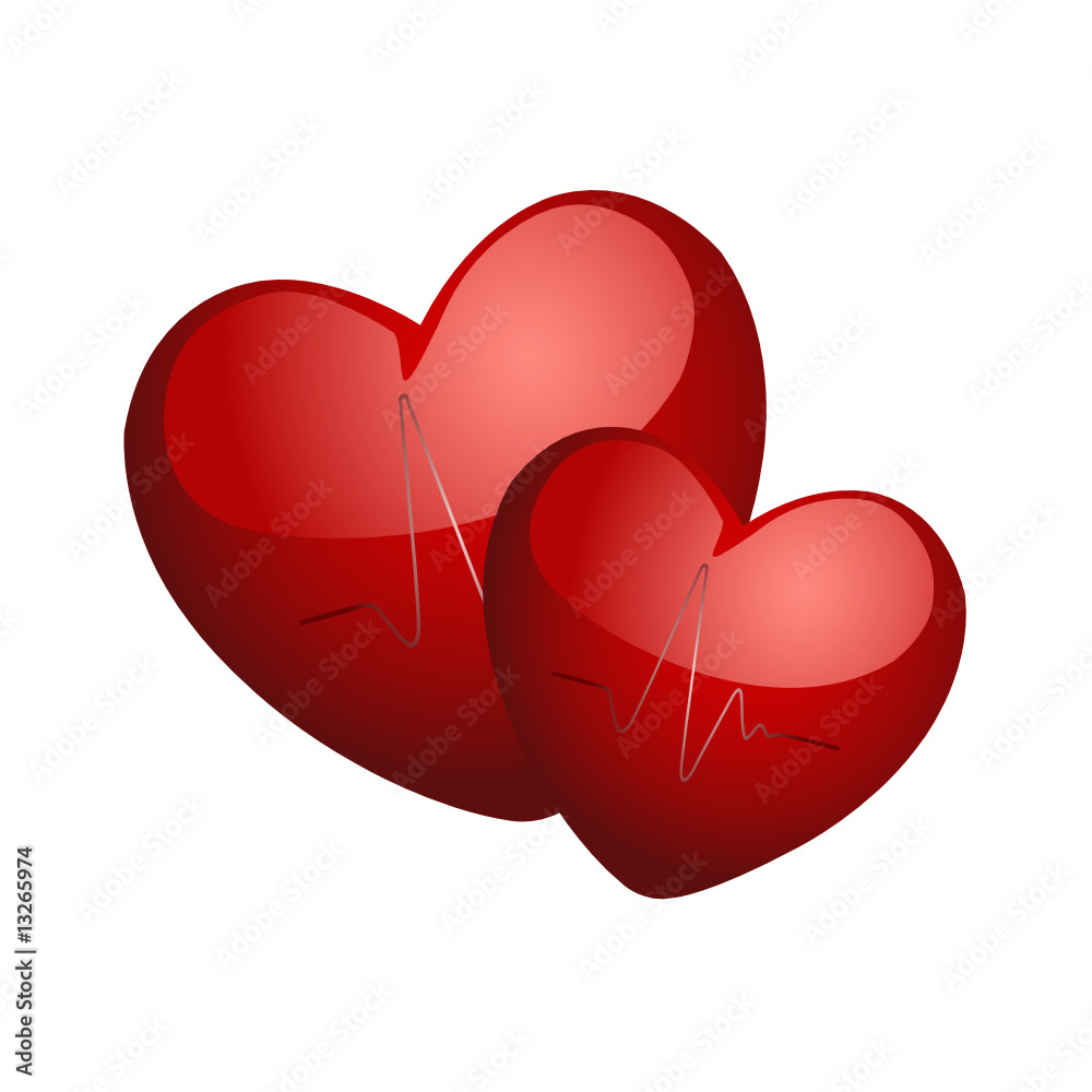two hearts on a white background Stock Vector | Adobe Stock