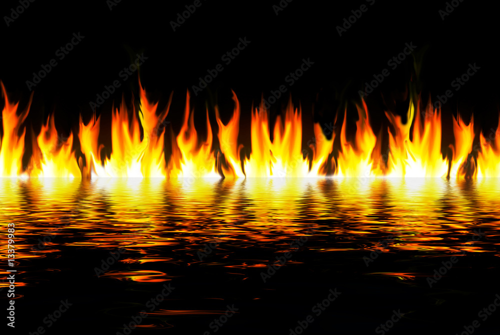 Fire on Water Stock Illustration | Adobe Stock
