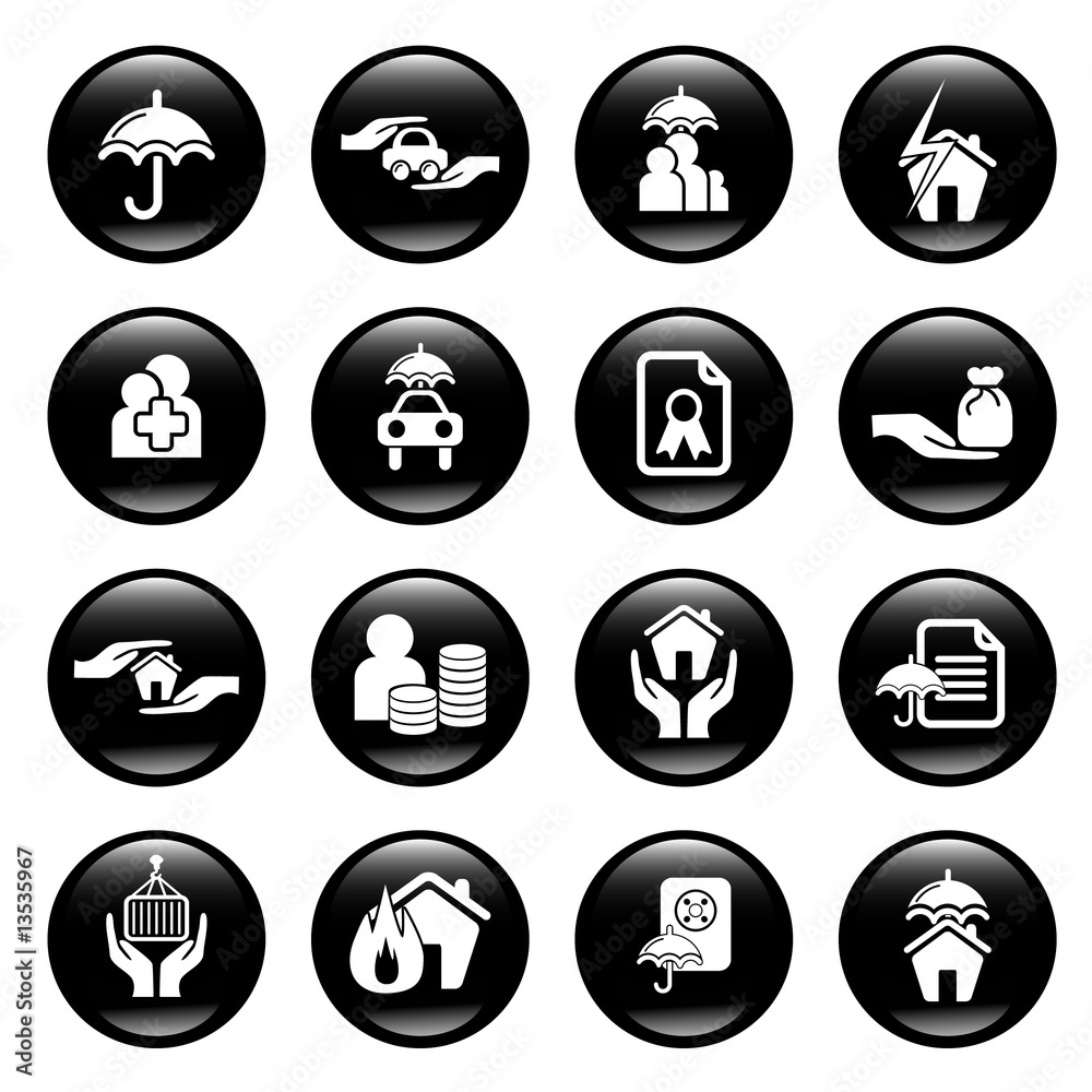 insurance icons Stock Vector | Adobe Stock