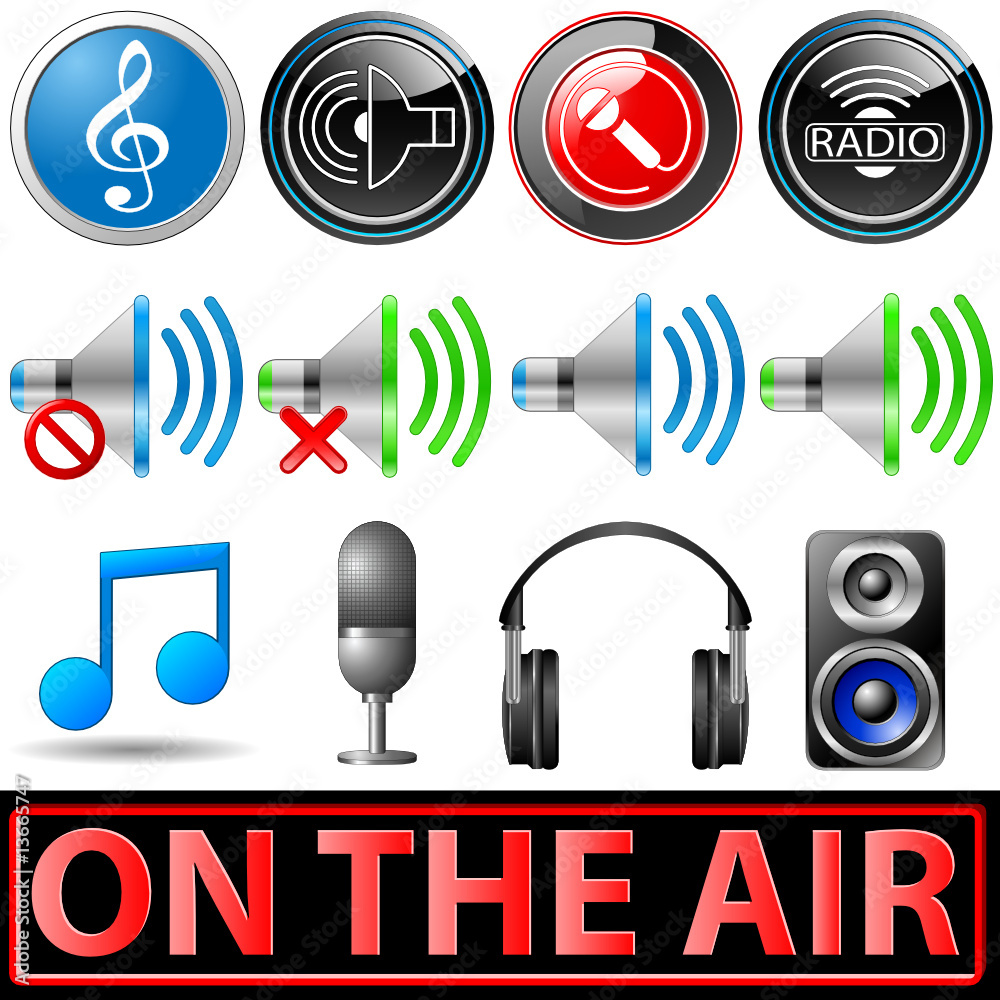 Musik - Buttons und Icons Stock-Vektorgrafik | Adobe Stock