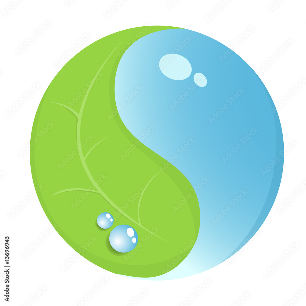 yin yang symbol from leaf and water Stock Vector | Adobe Stock