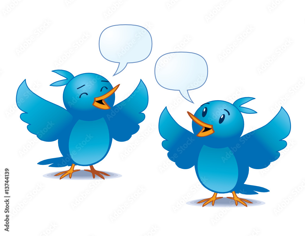 vector illustration of two blue birds talking Stock Vector | Adobe Stock