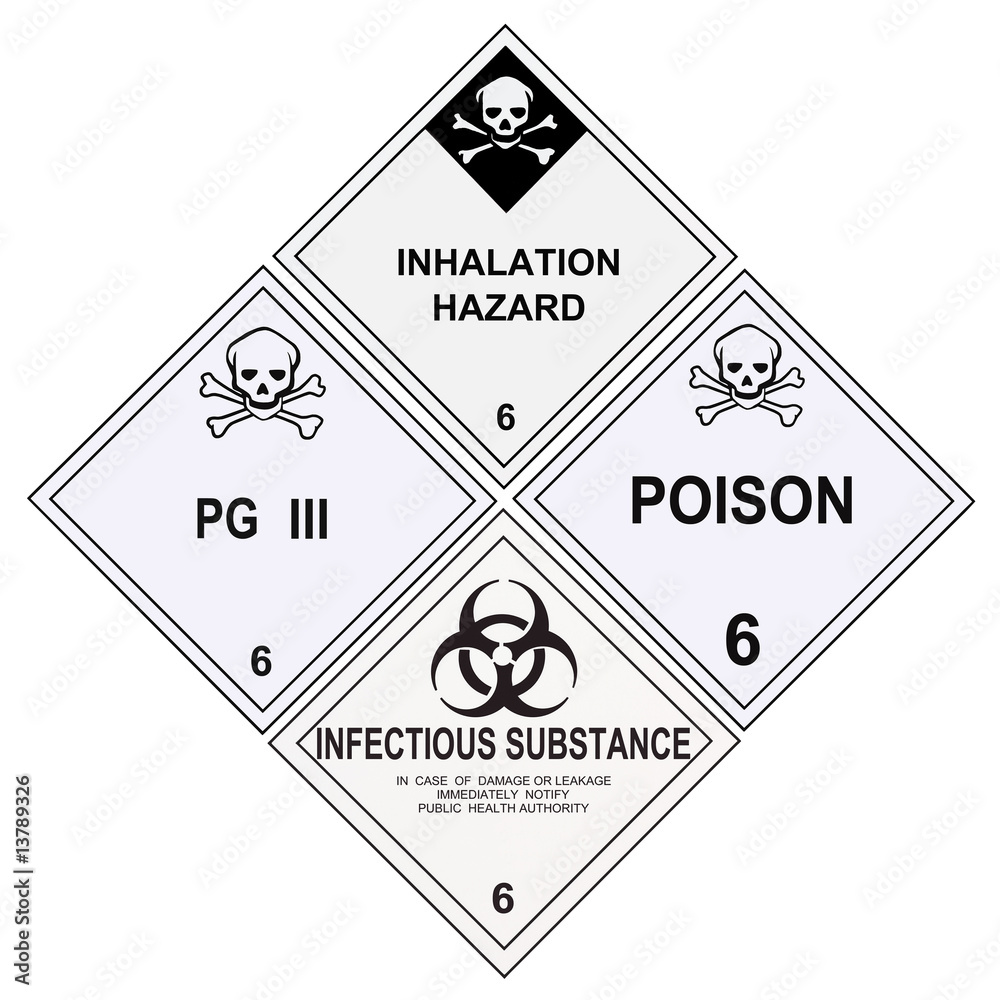 Poison Inhalation Infectious Warning Labels Stock Illustration | Adobe ...