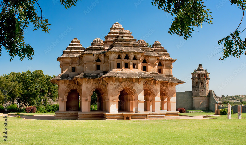 Lotus mahal of Zanana Enclosure at ancient town Hampi Stock Photo ...