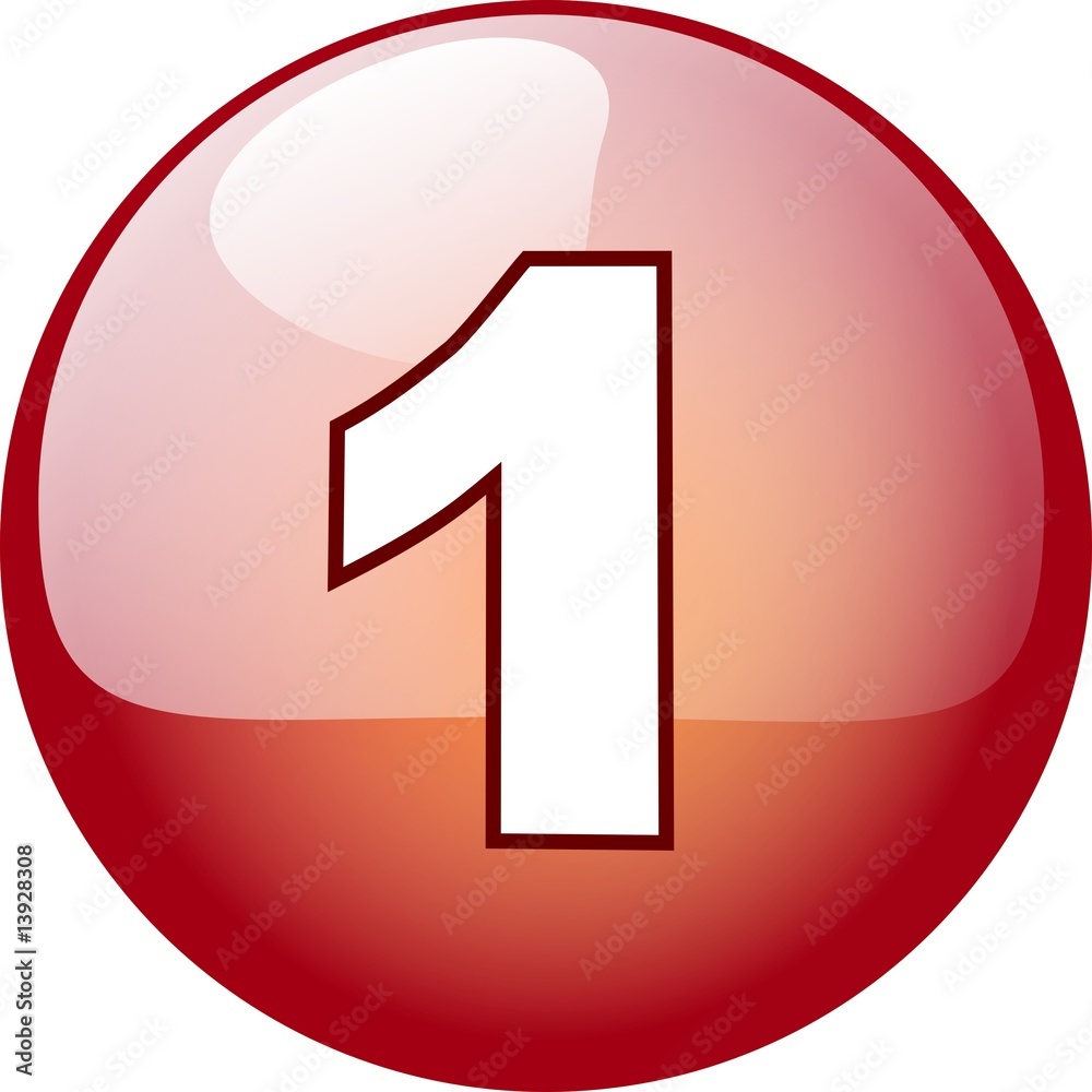one number character button - red 3d Stock Illustration | Adobe Stock