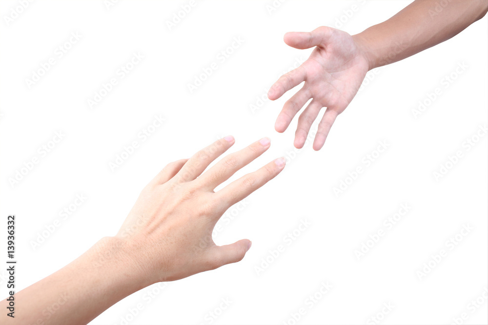 Close-up two hands reaching to each other. Stock Photo | Adobe Stock