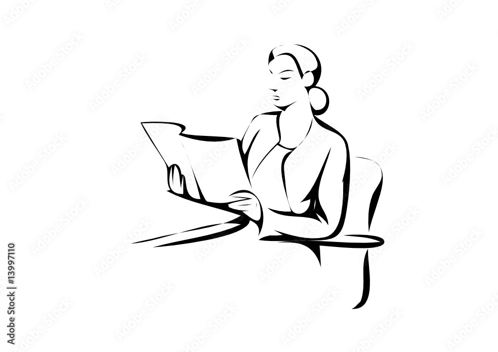 Lesende Frau Stock Vector | Adobe Stock