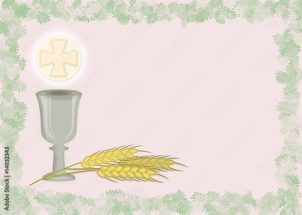 Simboli della Prima Comunione con sfondo Stock Illustration | Adobe Stock