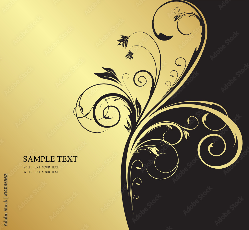 black and gold floral background Stock Vector | Adobe Stock