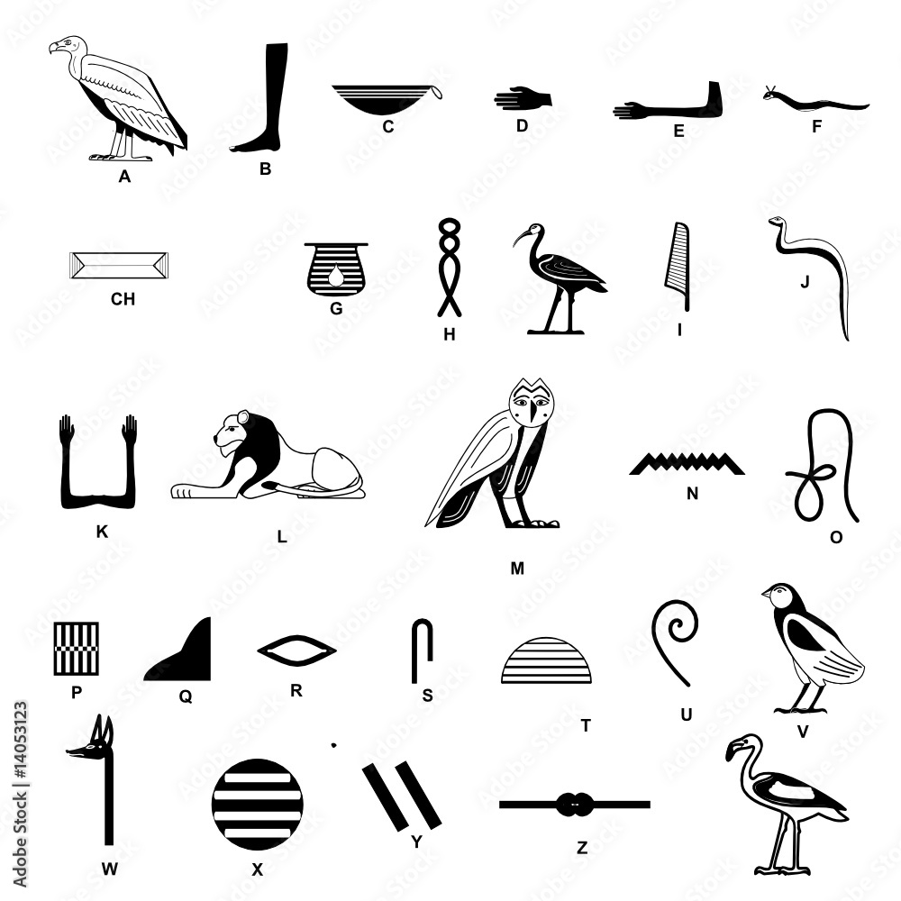 Egyptian Hieroglyph Alphabet poster 001 Stock Vector | Adobe Stock