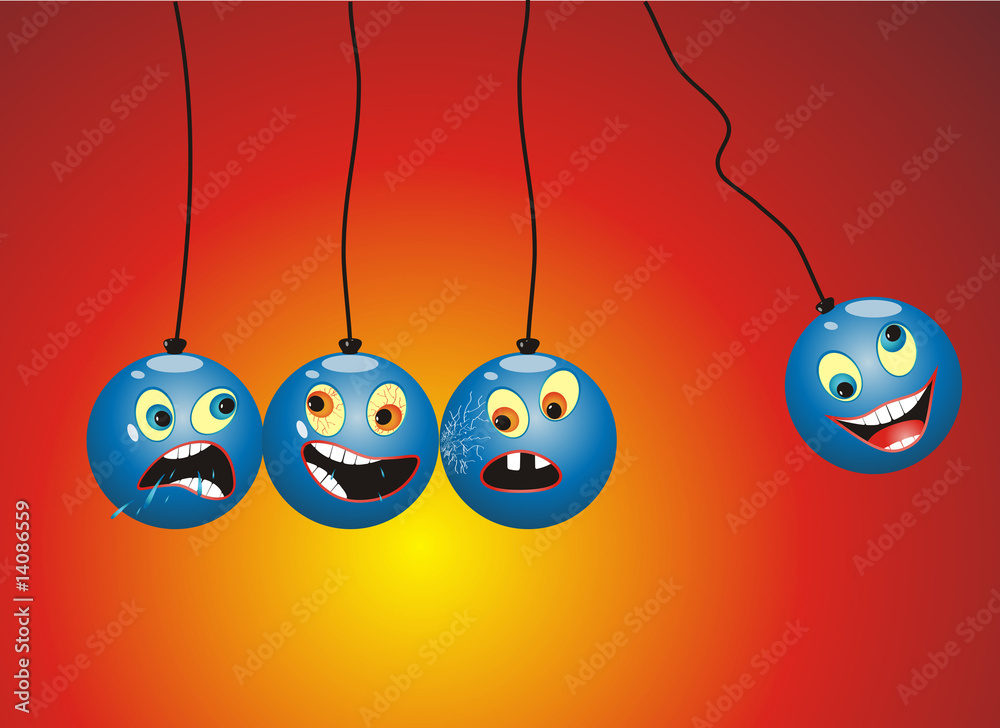 Funny Cartoon Newton Pendulum mobile Stock Vector | Adobe Stock