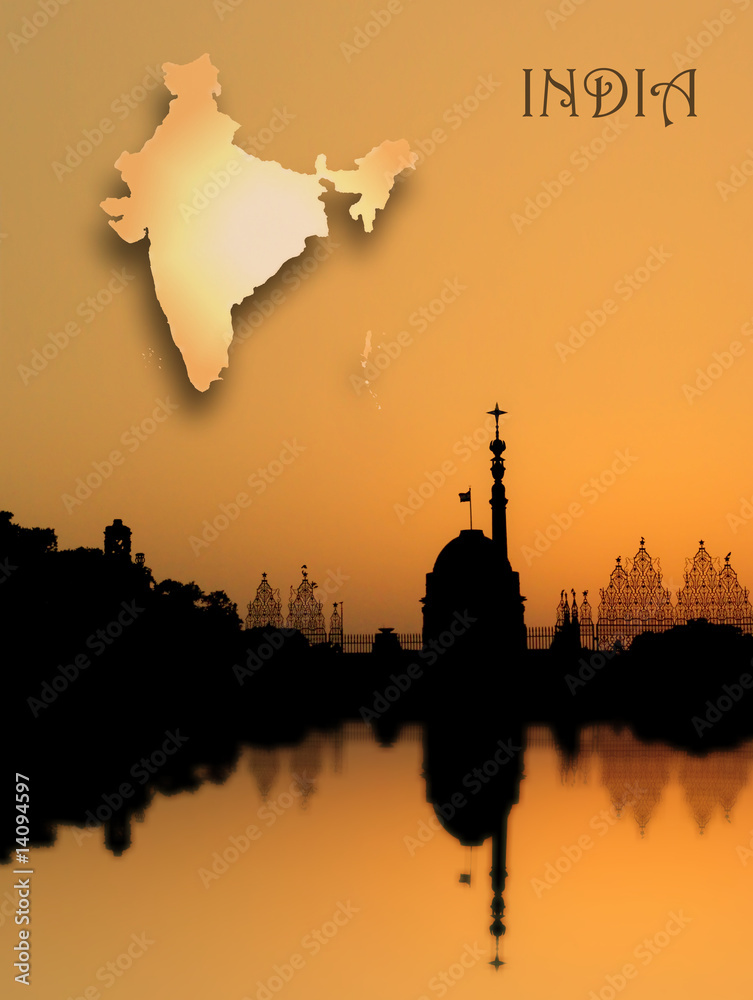 Rashtrapati Bhavan and Map of India Stock Illustration | Adobe Stock
