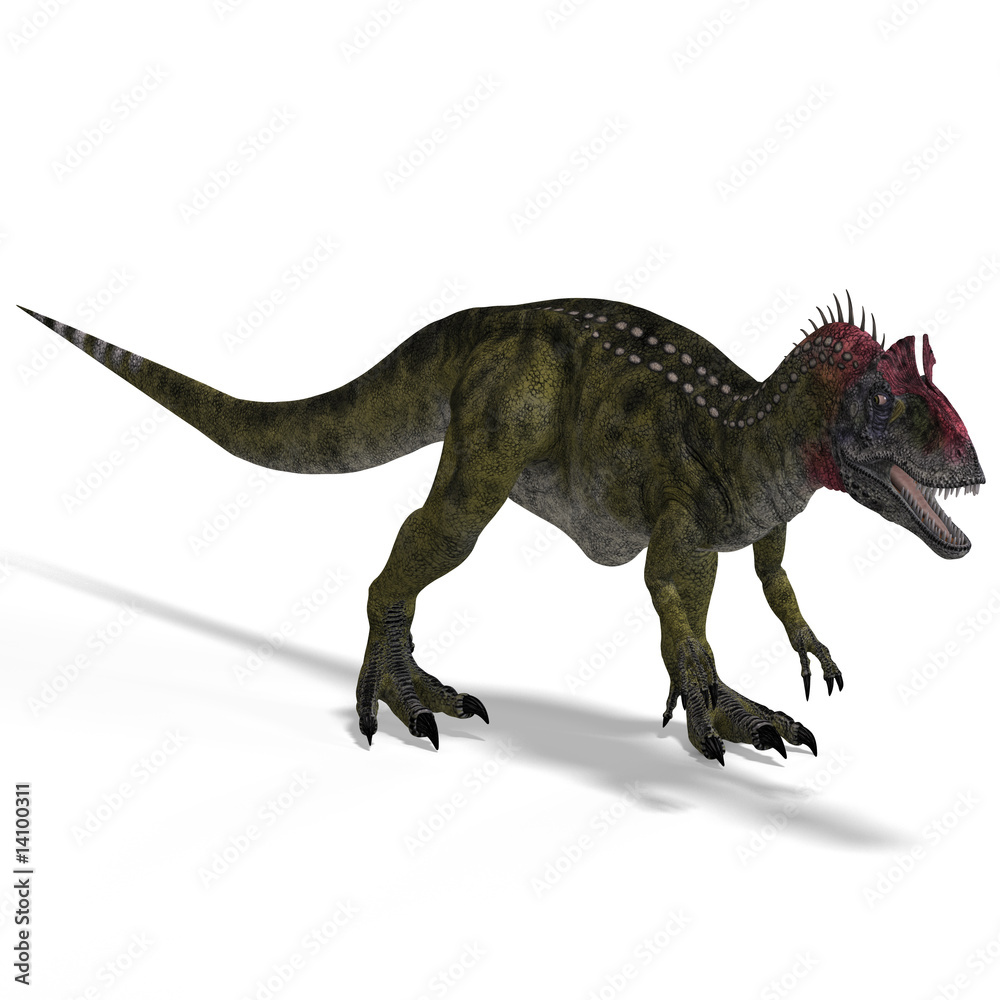 frightening dinosaur cryolophosaurus With Clipping Path over whi Stock ...