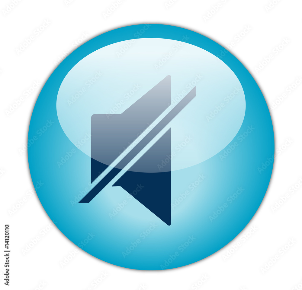 Glassy Blue Mute Icon Button Stock Photo | Adobe Stock