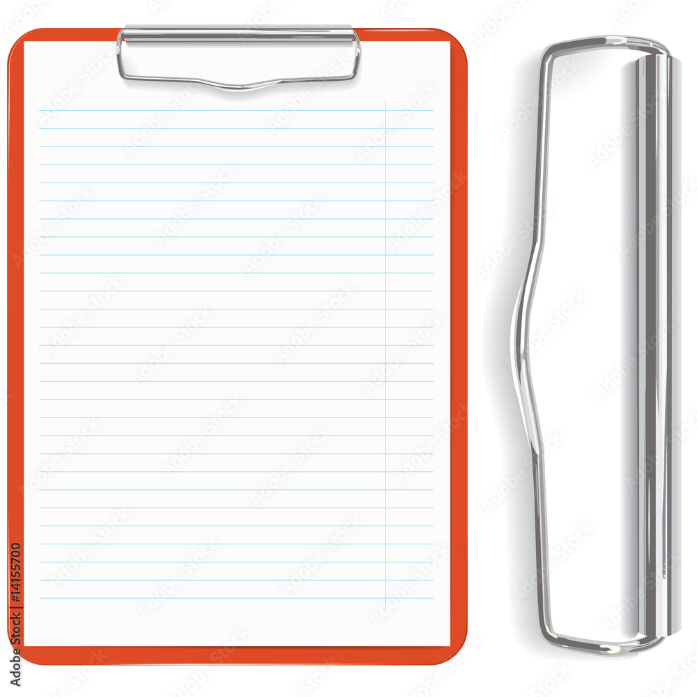 high detailed red clipboard and paper sheet (vector, CMYK) Stock Vector ...