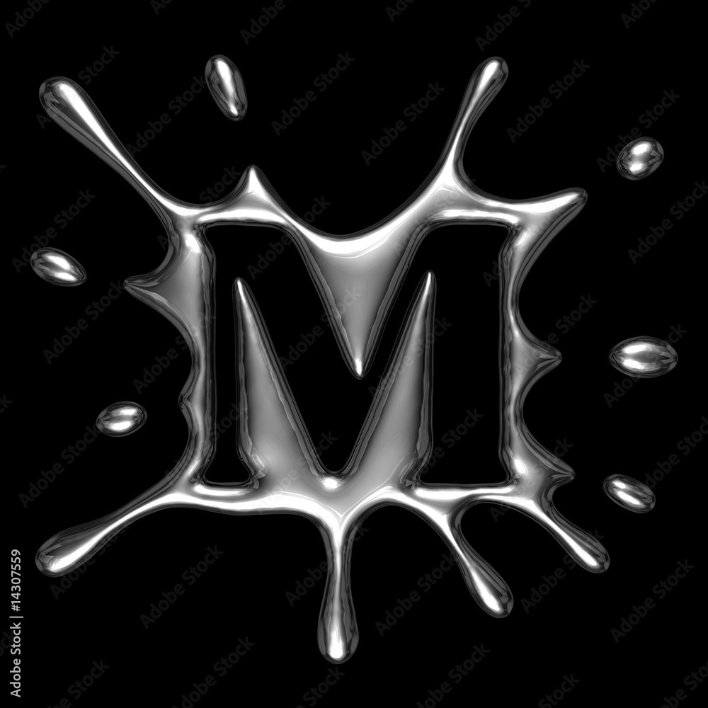 Liquid metal letter M - alphabet symbol Stock Illustration | Adobe Stock