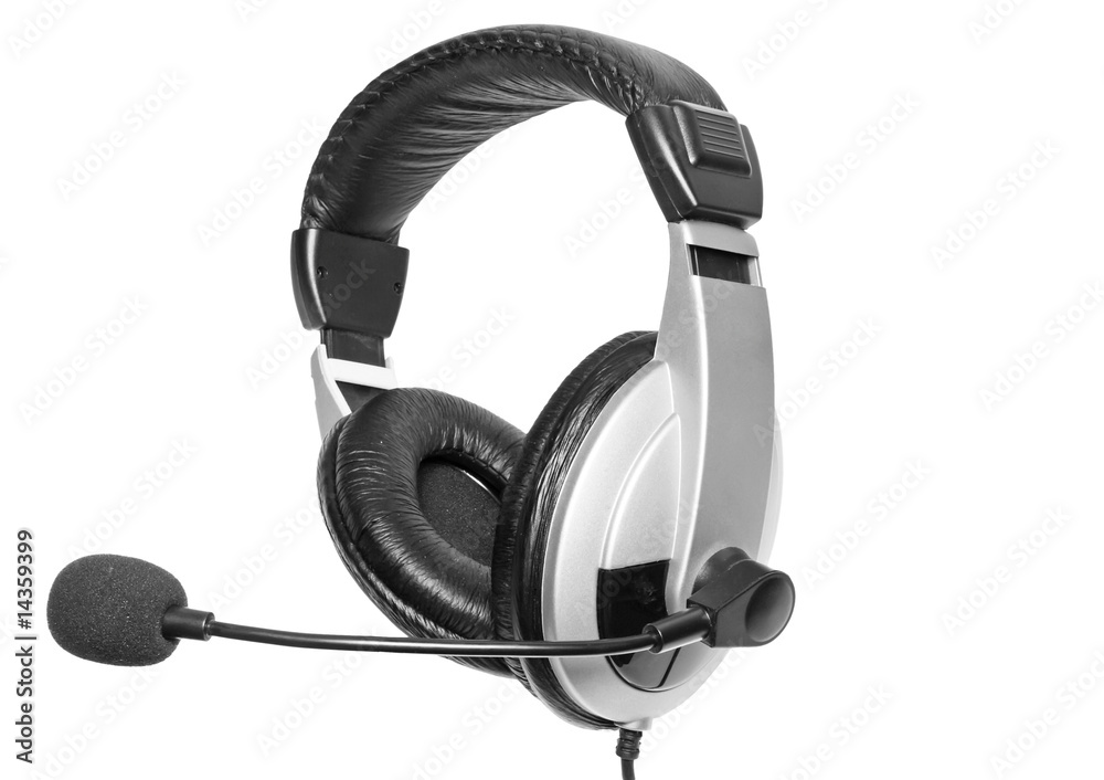 Big headset with a microphone. Isolated Stock Photo | Adobe Stock