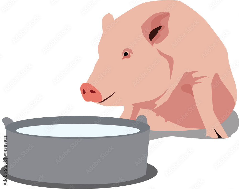 pig_and_trough Stock Vector | Adobe Stock
