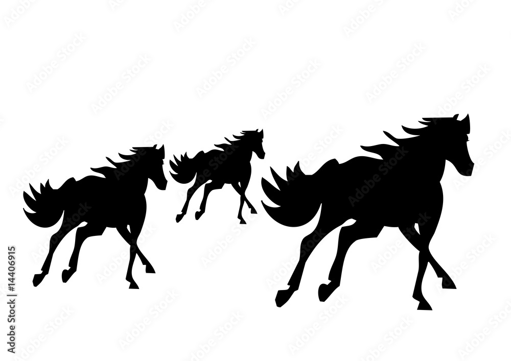 wild horses silhouettes Stock Illustration | Adobe Stock