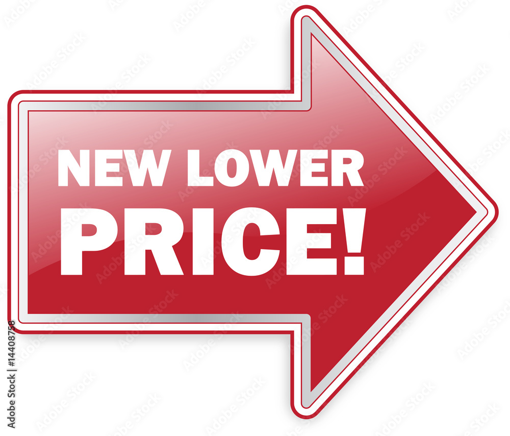 New Lower Price Arrow Label Stock Illustration | Adobe Stock
