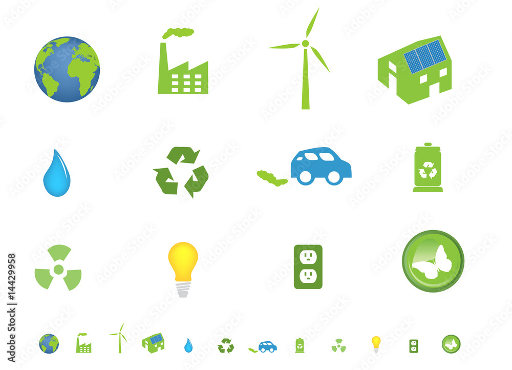 Environment friendly ecological icon set Stock Vector | Adobe Stock