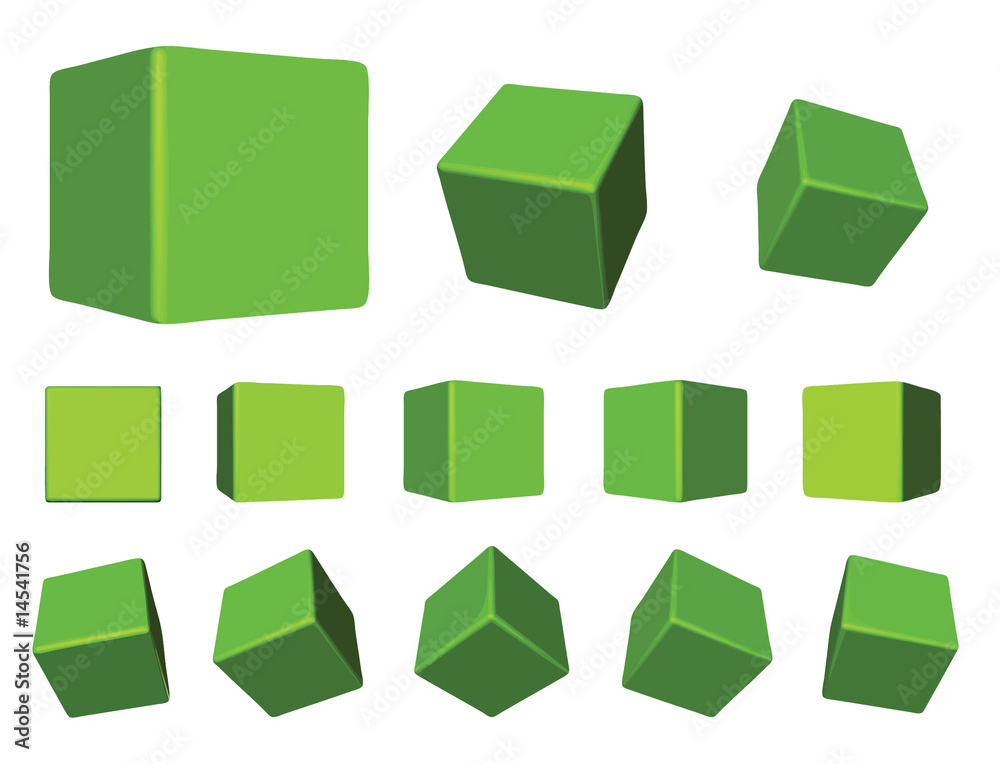 3d green cubes Stock Vector | Adobe Stock