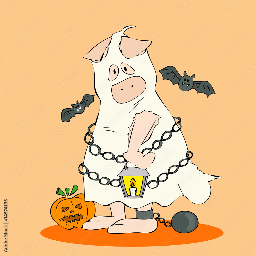 Halloween ghost pig Stock Vector | Adobe Stock