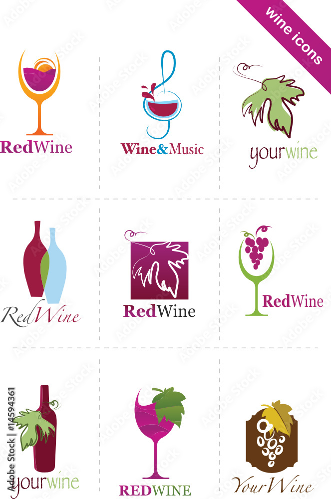 collection of wine logos and icons Stock Vector | Adobe Stock