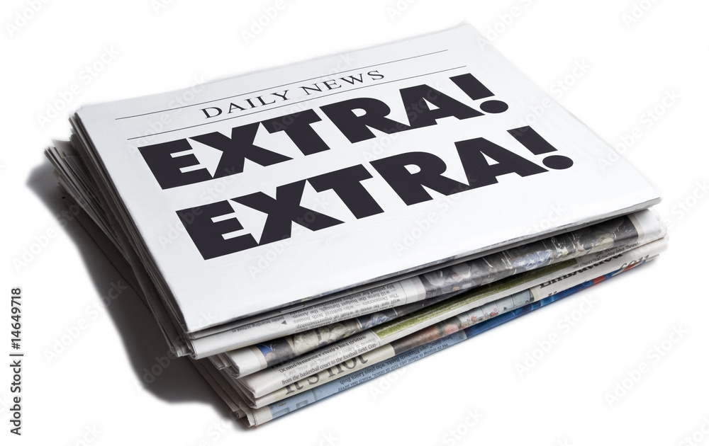 Extra Extra Newspaper on White Stock Photo | Adobe Stock