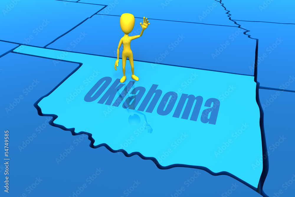 Oklahoma state outline with yellow stick figure Stock Illustration ...
