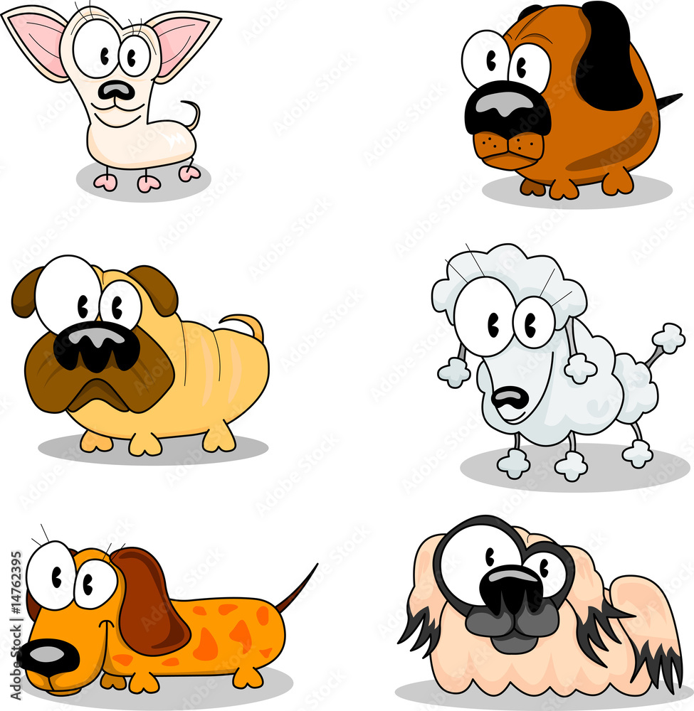 Collection of cartoon dogs Stock Vector | Adobe Stock