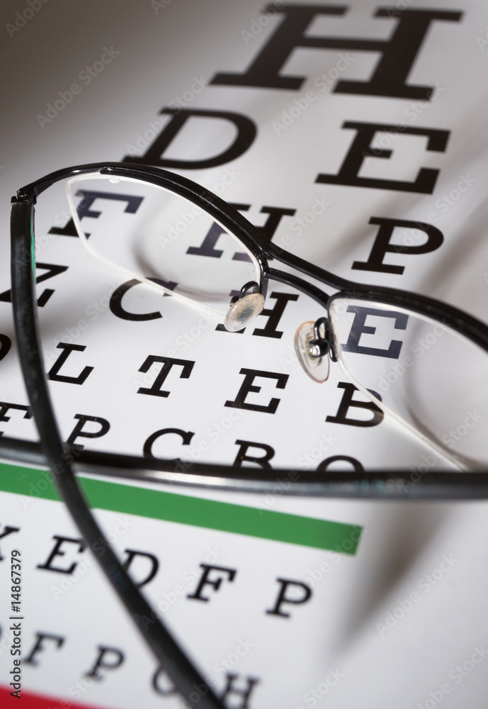 Glasses and eye test chart differential focus Stock Photo | Adobe Stock