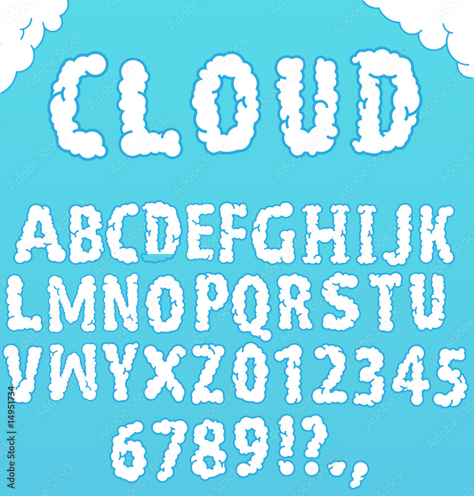 Font "Cloud". Hand written alphabet. Vector. Stock Vector | Adobe Stock
