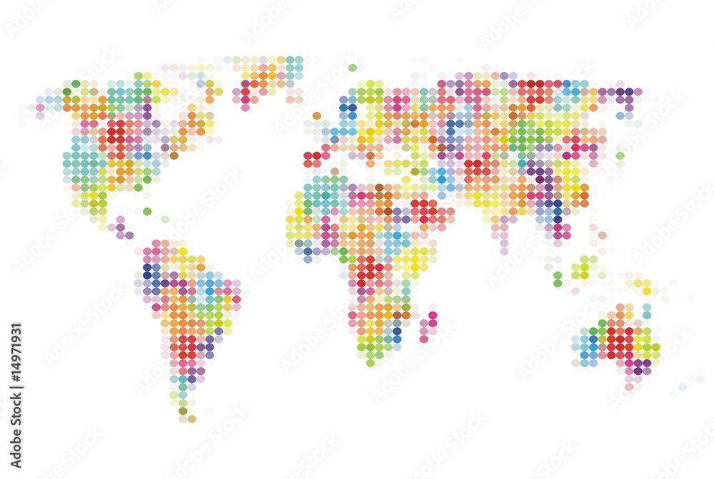 colour dots world map Stock Vector | Adobe Stock