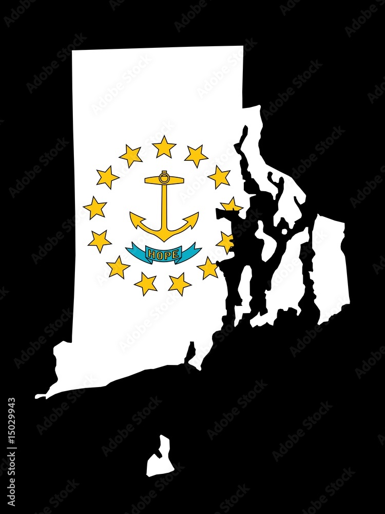 Rhode Island Flag as the territory Map on the Black Background Stock ...
