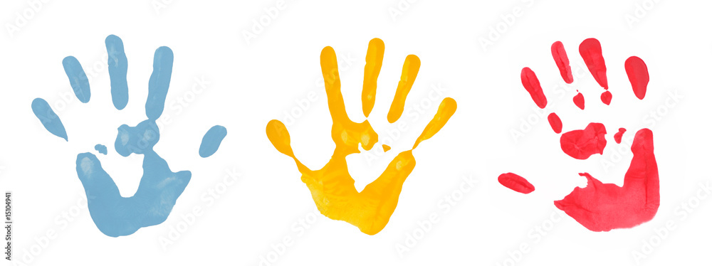 Colorful Hand Prints on White Stock Photo | Adobe Stock