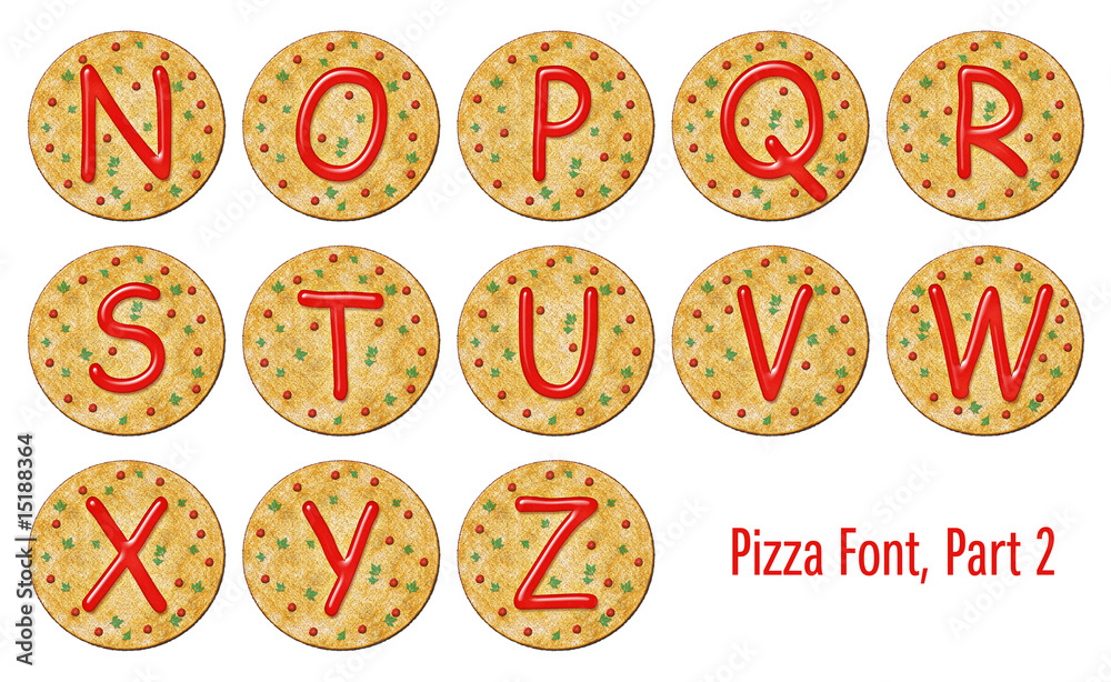 Pizza font, Part 2 Stock Illustration | Adobe Stock