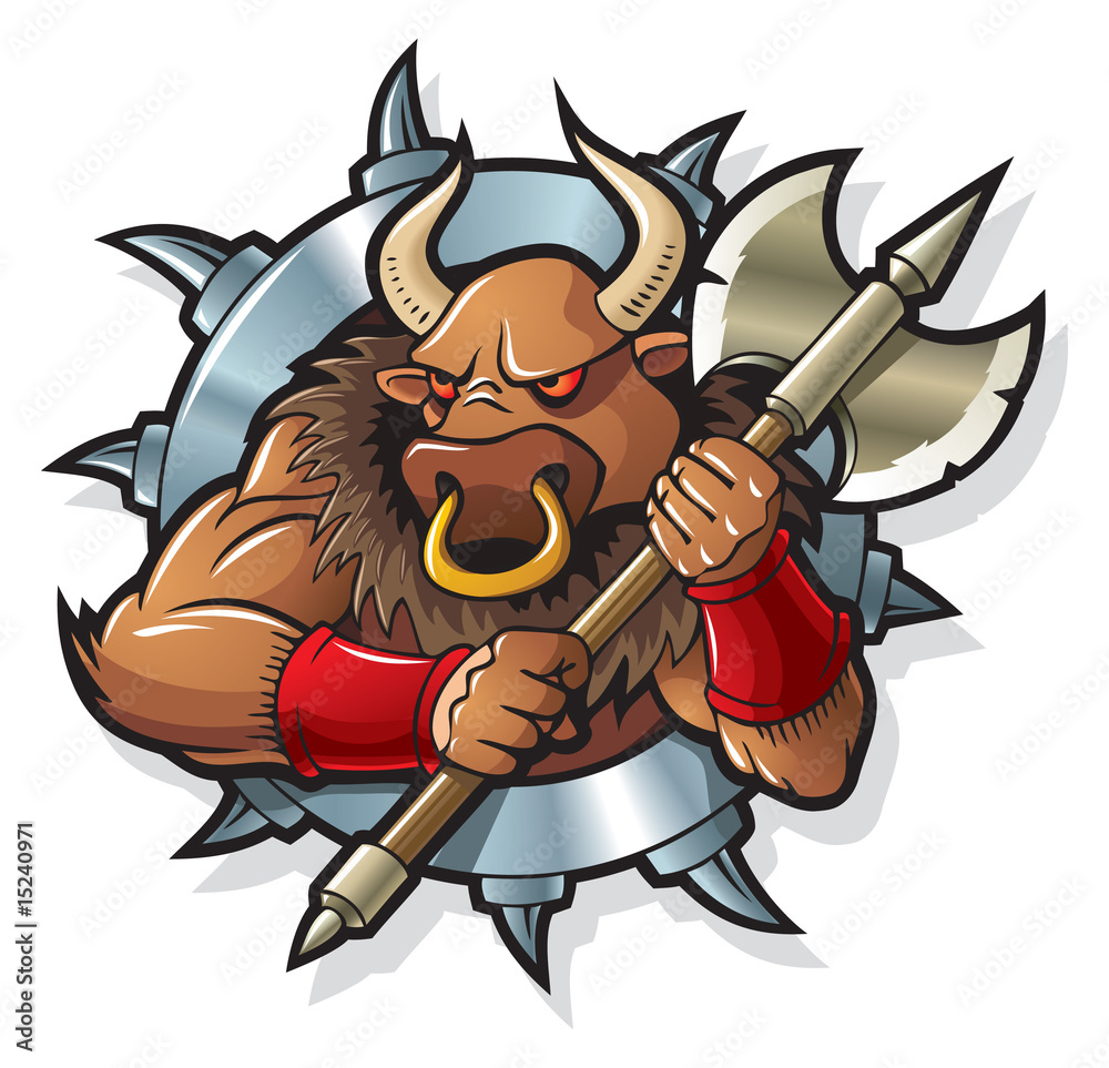 Minotaur, mythical creature, living in Labyrinth, vector Stock Vector ...