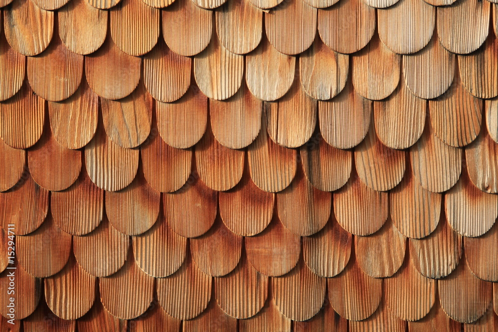 Larch wood shingles - Lärchenschindeln Stock Photo | Adobe Stock